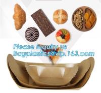China Disposable Brown Kraft Paper Boat Food Tray 8 Inch Food Grade Foldable Paper Trays for Takeaway for sale