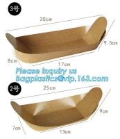 China Disposable Brown Kraft Paper Boat Food Tray 8 Inch Food Grade Foldable Paper Trays for Takeaway for sale