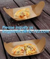 China Disposable Brown Kraft Paper Boat Food Tray 8 Inch Food Grade Foldable Paper Trays for Takeaway for sale