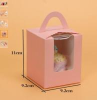 China Custom Printed Cardboard Cupcake Box with Handle Kraft Paper Cake Packaging 10pcs for sale