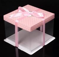 China Custom Square Cake Box Food Grade Kraft Paper 8x8x4 Inch for Bakery Packaging for sale