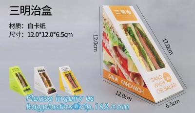 China Kraft Paper Triangle Sandwich Box with Clear Window 100x100x40mm for Burger Packaging for sale