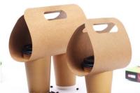 China Paper Coffee Cup Carrier 2 Cup Takeaway Kraft Board Holder for Coffee Shop Packaging for sale
