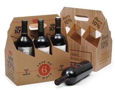 China Wholesale Custom Printed Corrugated Cardboard Wine Bottle Carrier Box 6 Pack for sale