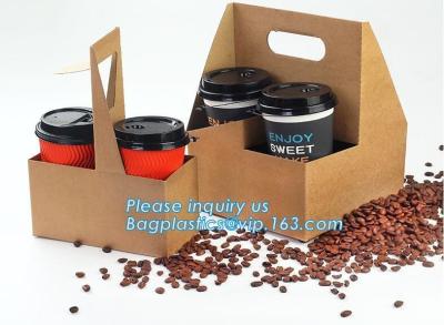 China Eco Friendly Kraft Paper Coffee Cup Drink Carrier 2 Pack Disposable Cup Holder for sale