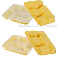 China Disposable corn starch plates biodegradable corn starch food container, Disposable PLA Serving Divided Lunch Tray for sale