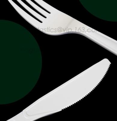 China Biodegradable Corn Starch Cutlery Set Eco Friendly Disposable Fork Spoon Knife 190mm for sale