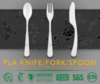 China Biodegradable PLA Cutlery Set Eco Friendly Disposable Knife Fork Spoon 190mm 176mm for sale