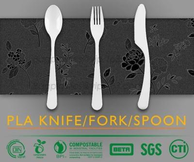 China Biodegradable PLA Cutlery Set Eco Friendly Disposable Knife Fork Spoon 190mm 176mm for sale