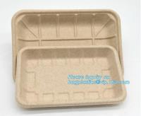 China Biodegradable 750ml Compartment Hinged Container Sugarcane Bagasse Food Takeout Box for sale
