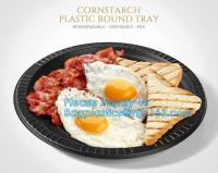 China 9 inch Round White Biodegradable Sugarcane Bagasse Dessert Plate 100% Compostable Disposable for sale