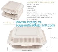 China 9 Inch 3 Compartment Biodegradable Corn Starch Food Container 900ml Black Clamshell Takeaway Lunch Box for sale