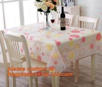 China Digital Printed PVC Non Woven Tablecloth Waterproof Oil Proof Plastic Table Cover 54x108 Inch for sale