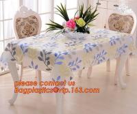 China Digital Printed PVC Non Woven Tablecloth Waterproof Oil Proof Plastic Table Cover 54x108 Inch for sale