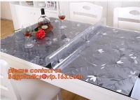 China Round PVC Table Cover Protector Desk Mat Transparent Plaid 54x108 Inch Custom Size for sale