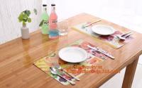 China Custom PVC Woven Decorative Table Mat Placemat 30x45cm Heat Resistant Dining Room Vinyl Placemats for sale