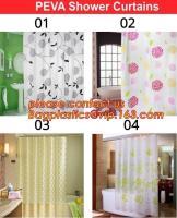 China Custom Printed Shower Curtain 180x180cm 100% Polyester Water Repellent Bathroom Curtain with Plastic Hooks for sale