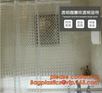 China Transparent Circle Lines Polyester Shower Curtain and Matching Mat Waterproof 180x180cm Custom Bathroom Set for sale