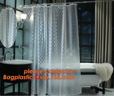 China Stripe Hotel White Polyester Jacquard Shower Curtain 180x180cm Maple Leaf PEVA Bathroom Accessory for sale