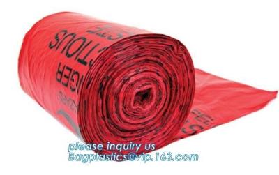 China Heavy Duty Biohazard Waste Bags 30x43 Inch 3.2 Mil Red Infectious Medical Garbage Bags on Roll for sale