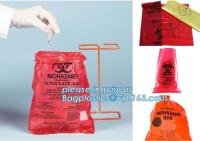 China Disposable Polyethylene Biohazard Autoclave Bags 65x50cm Red Yellow Drawstring Infectious Waste Bags for sale