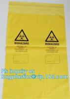 China Self Seal Adhesive Biohazard Waste Bags 65x50cm Clinical Resealable Hazardous Removal Bags for sale