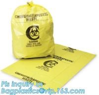 China Biodegradable LDPE Medical Biohazard Waste Bags with Drawstring 65x50cm 40 Mic for sale