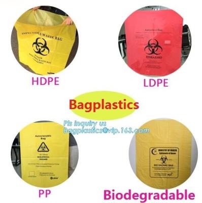 China Disposable Biohazard Waste Bags HDPE LDPE 65cm x 50cm for Medical Infectious Waste for sale
