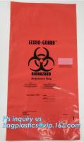 China Red Biohazardous Waste Disposal Plastic Trash Bags on Roll 120C High Temperature Resistance for sale