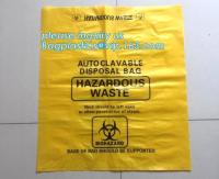 China Colored Biodegradable Clinical Waste Bags Medical Biohazard Autoclave Bags 65cm x 50cm 40 Mic for sale