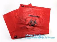 China Hospital Biohazard Bag Medical Waste Garbage Bags 30x43 Inch 3.2 Mil Red LLDPE for sale
