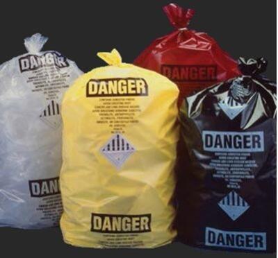 China Custom Printed Jumbo Plastic Asbestos Waste Bags 65x50cm Heavy Duty Poly Burial Bags for sale