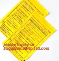 China Custom Printed Biohazard Specimen Zip Lock Bag with Pocket 3 Layer LDPE 65x50cm for sale