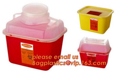 China Rectangle Medical Sharp Container 1L Biohazard Disposal Bin PP Plastic Puncture Proof for sale