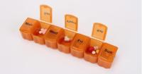 China A week multi-function cabinet shape pill container 4 times daily, Random color plastic pill containers 7 compartments dr for sale