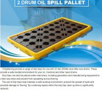 China Detachable Plastic 4 Drum Oil Spill Pallet 1300x660x150 mm 2 Drum Spill Containment Pallet for sale