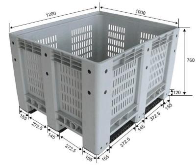 China HDPE Collapsible Plastic Pallet Box 1200x1000mm Heavy Duty Industrial Storage Mega Bin for sale