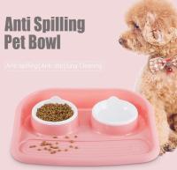 China Non Slip Plastic Pet Feeding Bowl No Spill Double Dog Cat Water Food Dish 108mm for sale