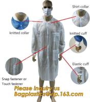 China Disposable Non Woven Isolation Gown 16-50gsm Medical Lab Coat with Elastic Cuffs S-XXXL for sale