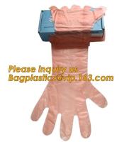 China Disposable PE Elbow Length Gauntlet Gloves 40x20cm Waterproof Plastic Sleeves for Food Medical Use for sale