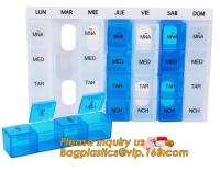 China 7 Day Weekly Pill Organizer Medicine Box with Custom Logo Colorful Plastic Pill Container for sale