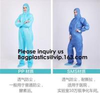 China Disposable SMS Polypropylene Coverall with Hood Elastic Cuff White X-Large 45g for sale