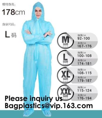 China Disposable Protective Coveralls with Hood Boots Elastic Cuffs Ankles Waist White Sizes S M L XL for sale