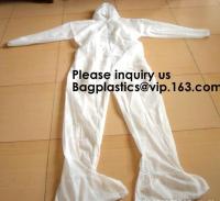 China Disposable Protective Coverall Non-Woven Fabric with Hood Elastic Wrist Ankles Waist 190cm Length for sale
