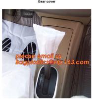 China Disposable PE Car Seat Cover Set 5 in 1 Auto Clean Kit Steering Wheel Foot Mat Gear Handbrake Cover 130x80cm for sale