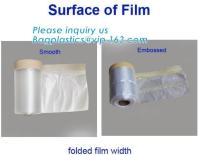 China Pre-Taped Masking Film with Blue Tape HDPE 7-10 Mic for Painting Protection 1.1m x 20m for sale