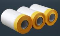 China Pre-Taped Masking Film Roll 1.1m x 20m HDPE Transparent for Auto Paint Protection for sale