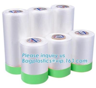 China PE Pre-Taped Masking Film with Dispenser 1.1m x 20m Roll for Painting Protection for sale
