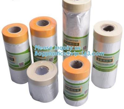 China PE Disposable Table Cloth Cover Drop Film Roll with High Temperature Resistance Masking Tape 30M for sale