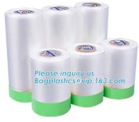 China PE Disposable Table Cloth Cover Drop Film Roll with High Temperature Resistance Masking Tape 30M for sale